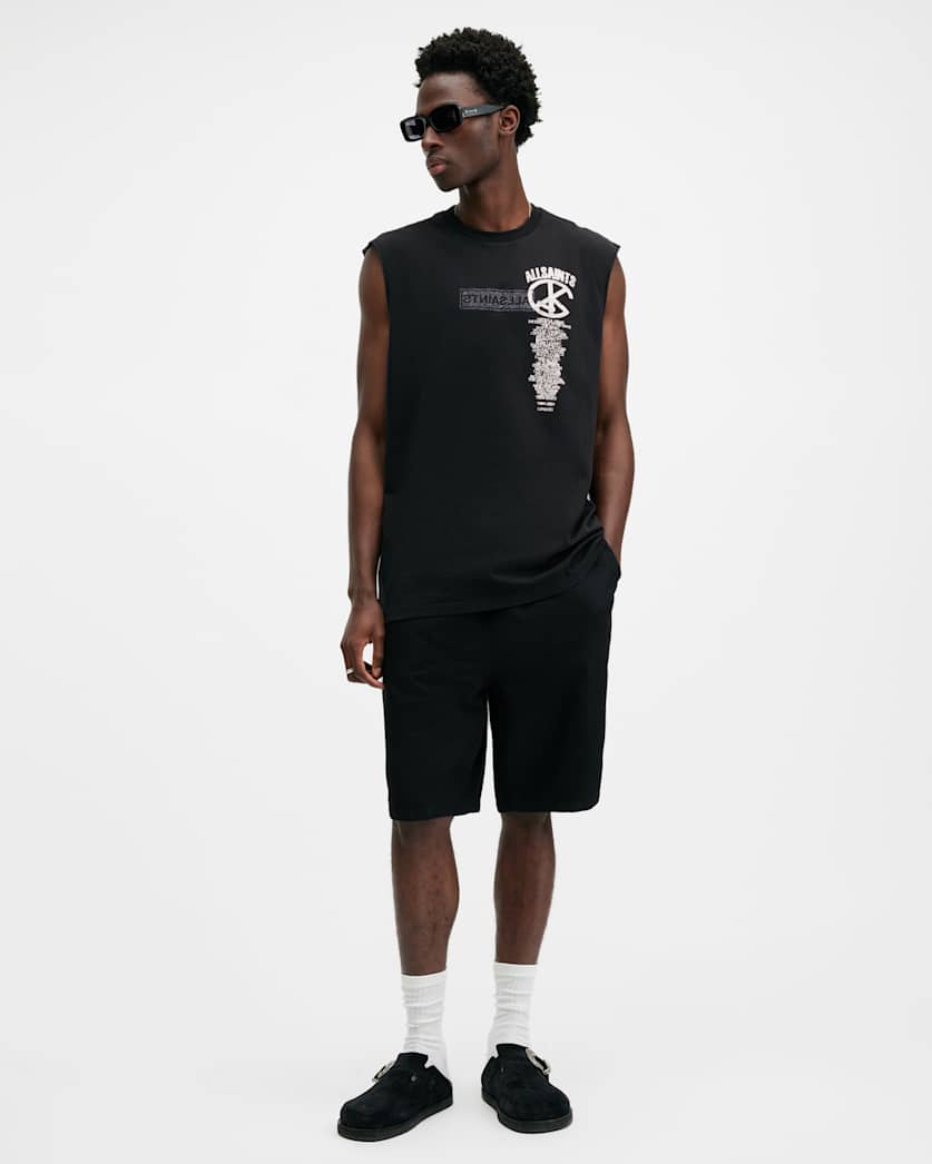 Stock Sleeveless Printed Tank Top Black | ALLSAINTS US
